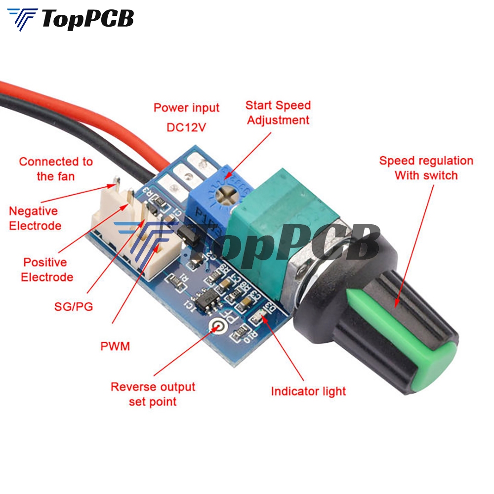 DC 12V PWM Speed Controller Fan Speed governor 4 Wire Computer ...