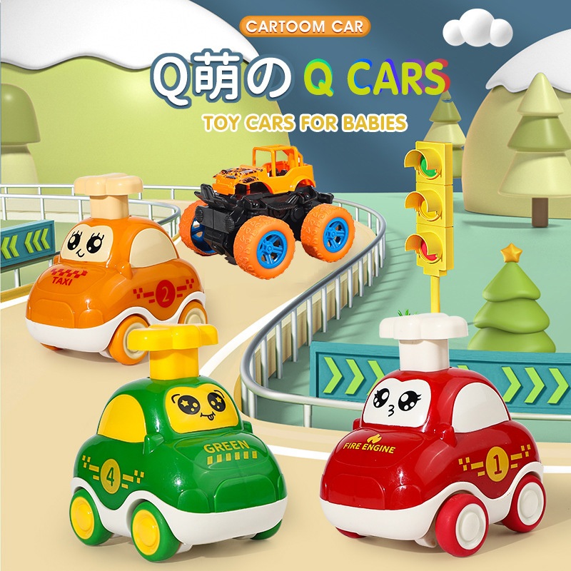 Cartoon Push-button Inertia Toy Car And Monster Inertia Truck Toys ...