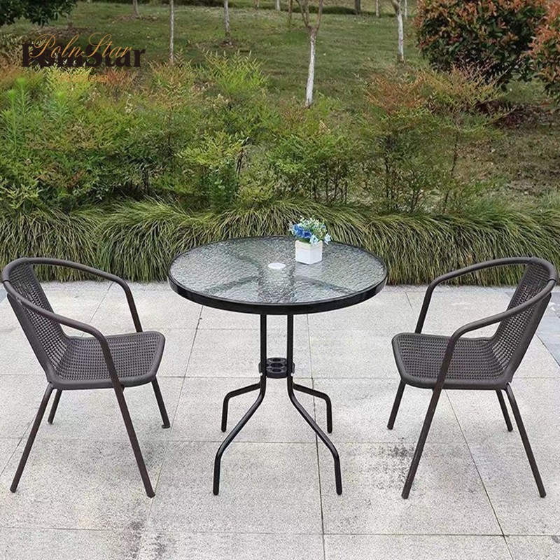Polnstar Glass Round Table Tempered Outdoor Table Leisure Small Round ...