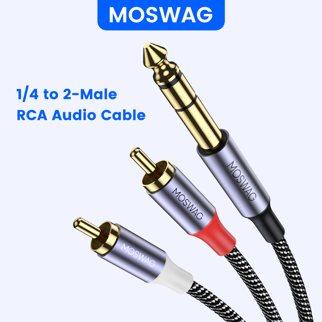 1/4 to RCA Cable, Quarter inch TRS to RCA Audio Cable 6.35mm Stereo ...