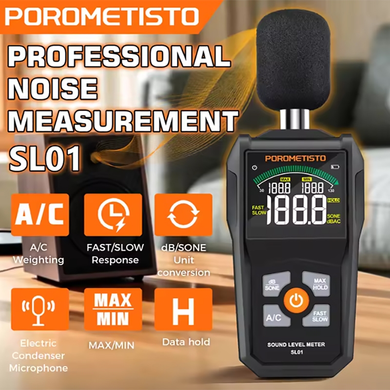POROMETISTO SL01 Decibel Monitor Digital Sound Level Meter High ...