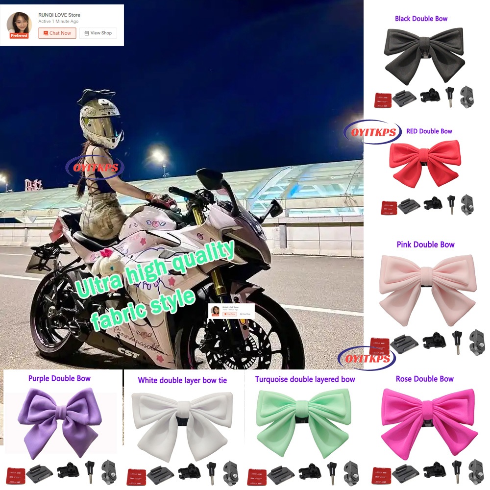 Female helmet decoration bow motorcycle helmet accessories double-layer ...
