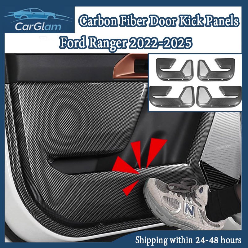 【4 PCS】Ford Ranger 2022-2025 Carbon Fiber Door Kick Panels Automobile ...