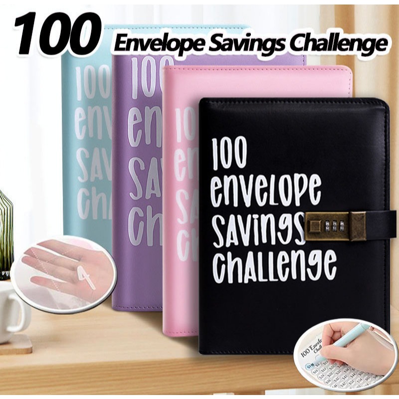 100 Envelope Savings Challenge Money Binder Color Pu Leather Loose Leaf ...
