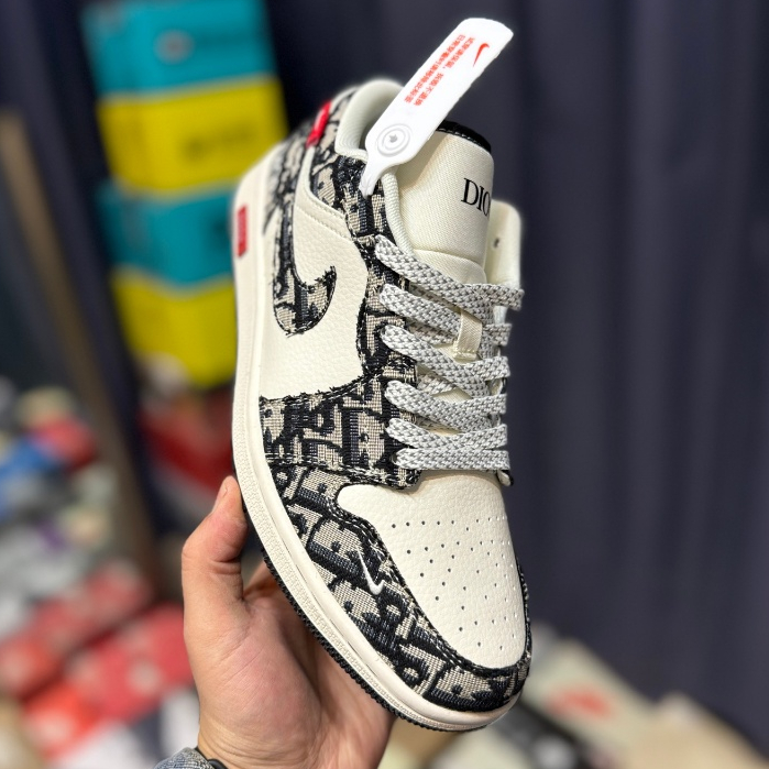 Air Jordan 1 Low AJ1 White black red label high-end custom low top ...