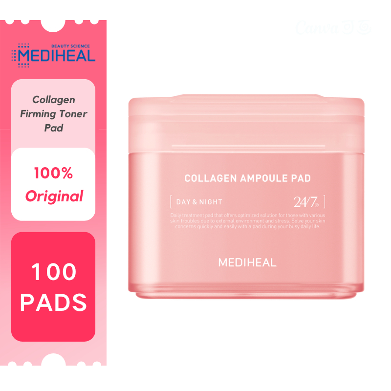 MEDIHEAL Collagen Ampoule Toner Pad Deep Moisturizing Repair Suitable ...