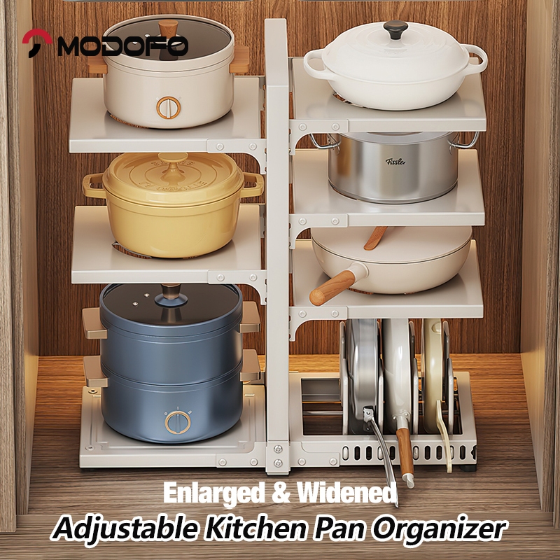 MODOFO 2-7 Tier Kitchen Organizer Under Sink Rack Adjustable Pan Rack ...