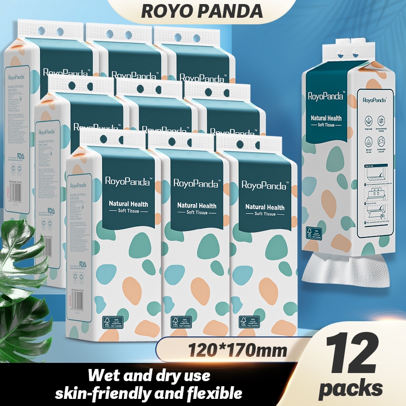【12Packs】Royo Panda Tissue Hanging Tissue Soft 3Ply Comfortable Tissue ...