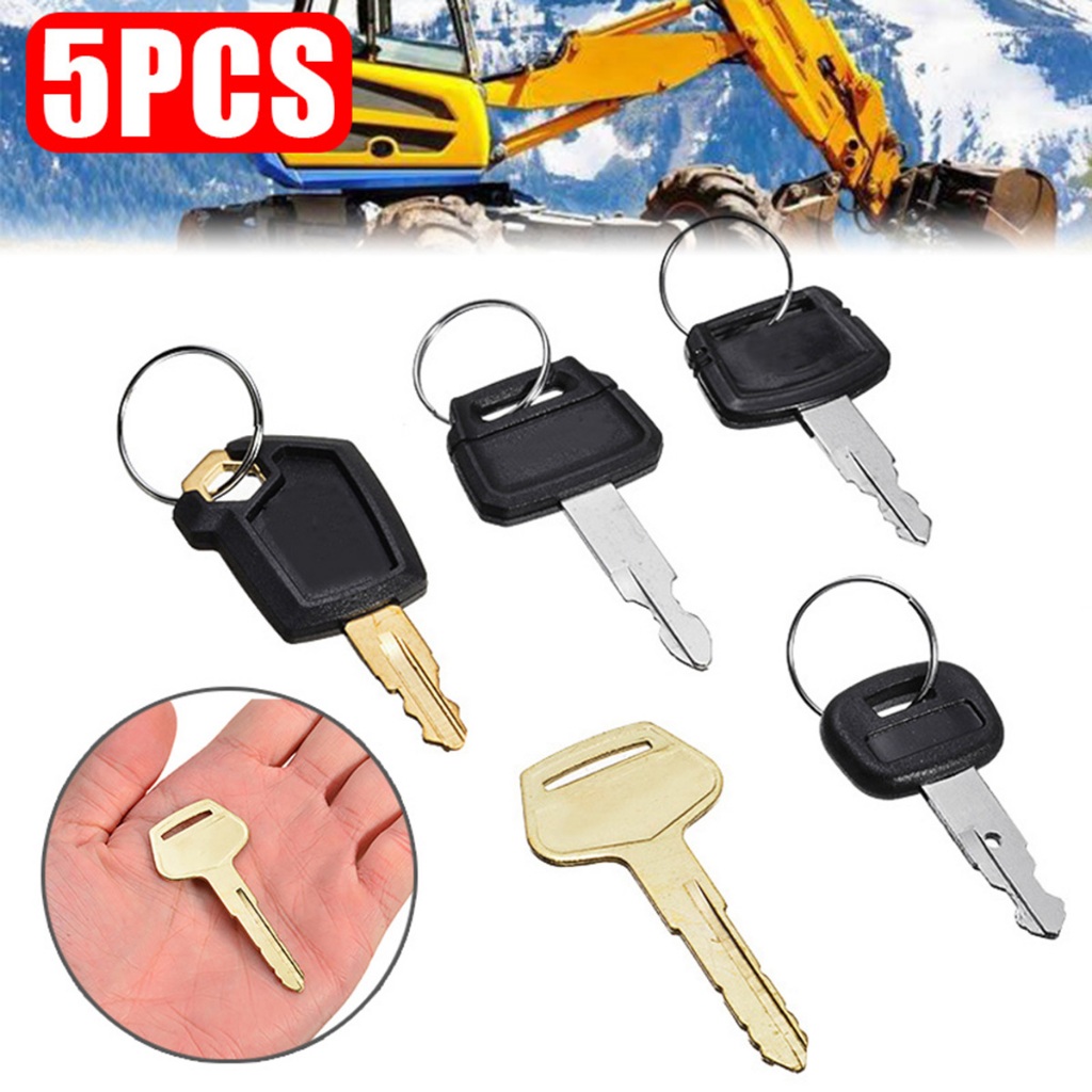 5Pcs Excavator Keys Set Caterpillar Hitachi Kobelco Komatsu Kubota ...
