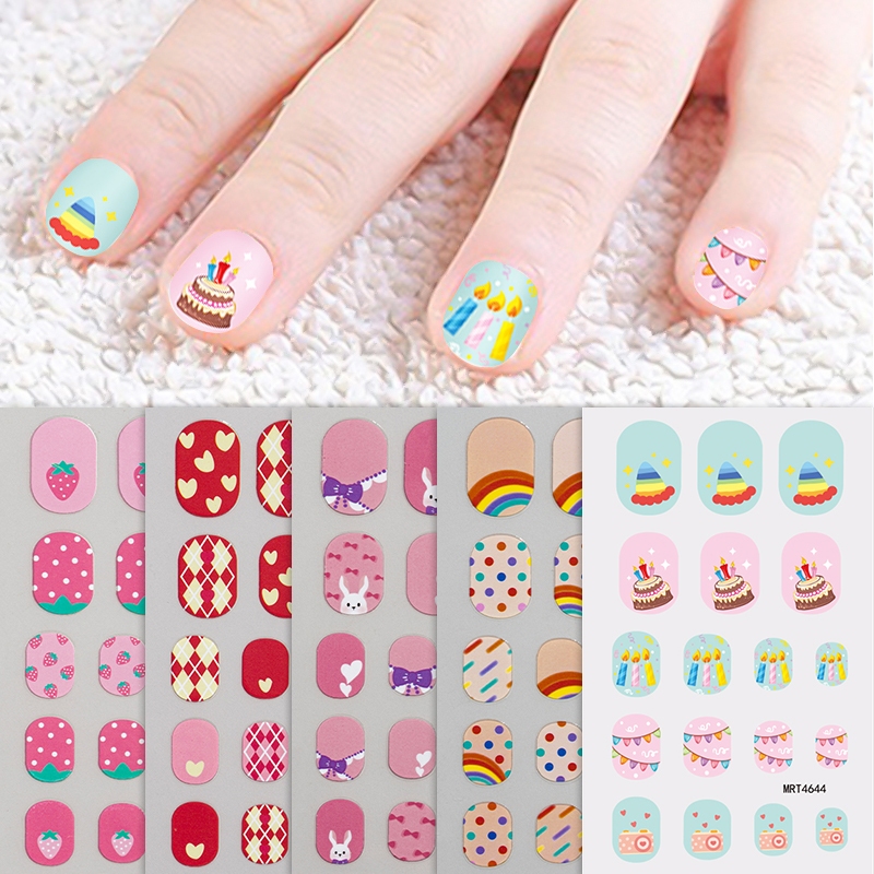 Children Nail Stickers Cartoon DIY Nail Decorative Sticker Girls Cute ...