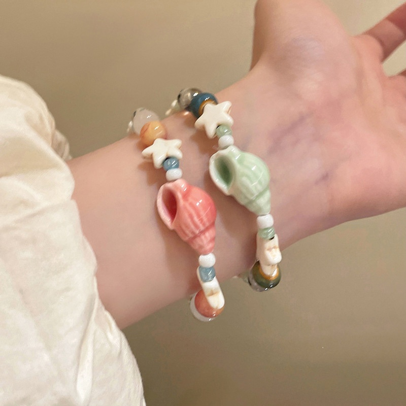 LANXIU Fashion Vintage Holiday Gif Beaded Bracelet with Shells and ...