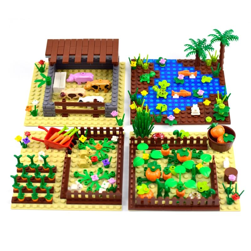 City Farm Animals Set Building Blocks Rivers Plant MOC Bricks with ...