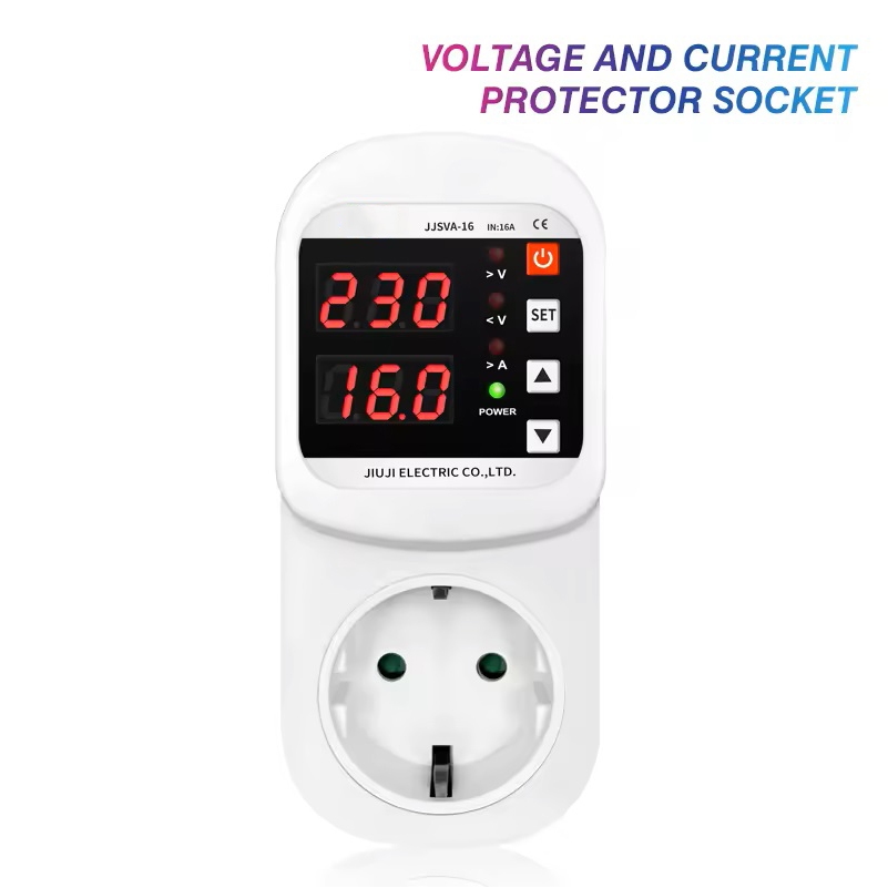 Double display Automatic voltage and current protector socket AC 220V ...