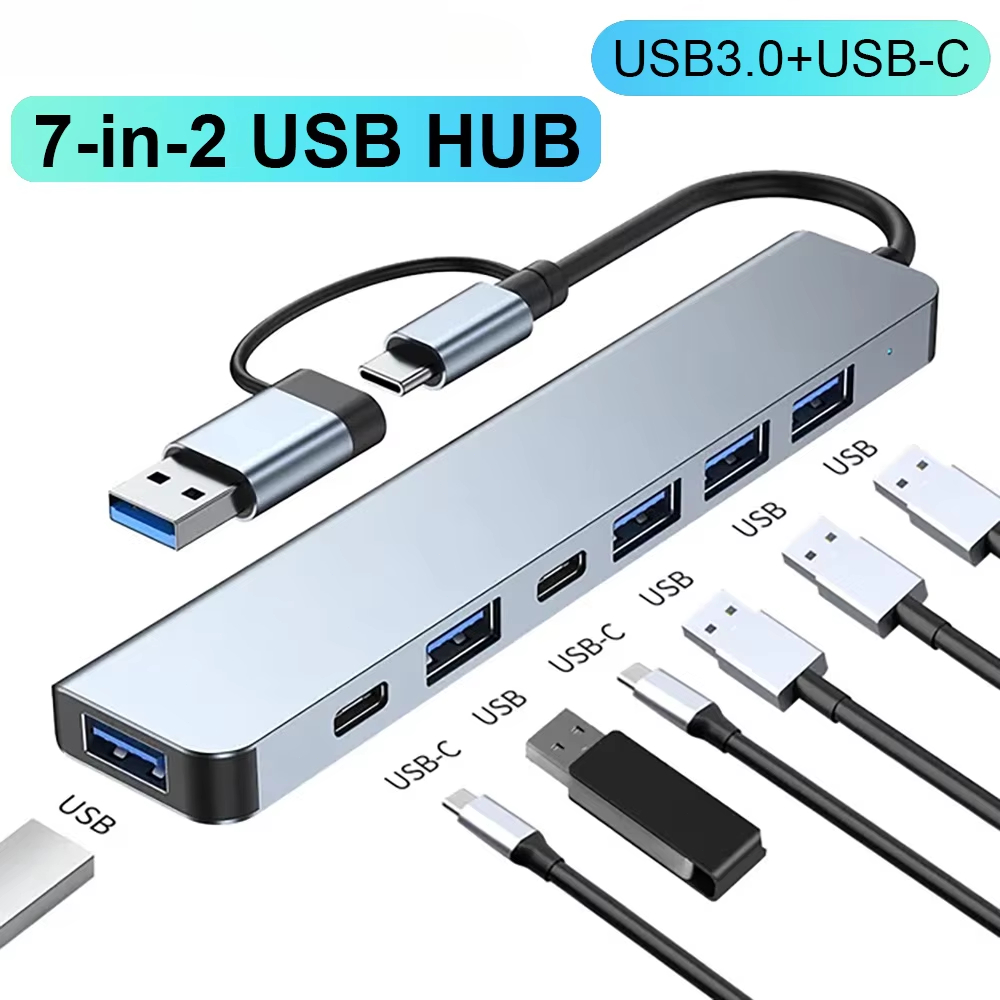7 Ports USB 3.0 HUB USB C HUB TYPE-C to USB HUB Concentrator USB C ...