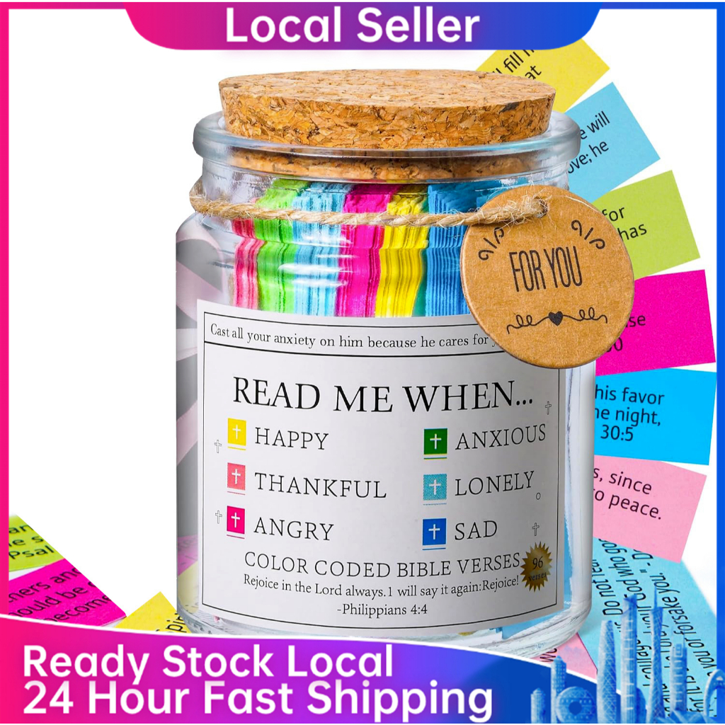 Bible Verses in a Jar Read Me When Colorful Bible Verses in Glass Holy ...