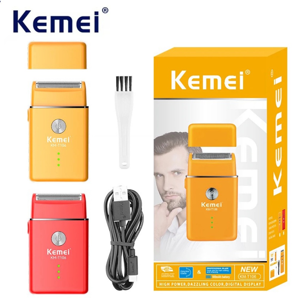 Kemei Men Single Foil Shaver Cordless Powerful USB-C Mini Size Travel ...