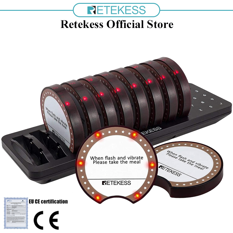 Retekess TD162 Restaurant Wireless Pager System Coaster Beepers Round ...