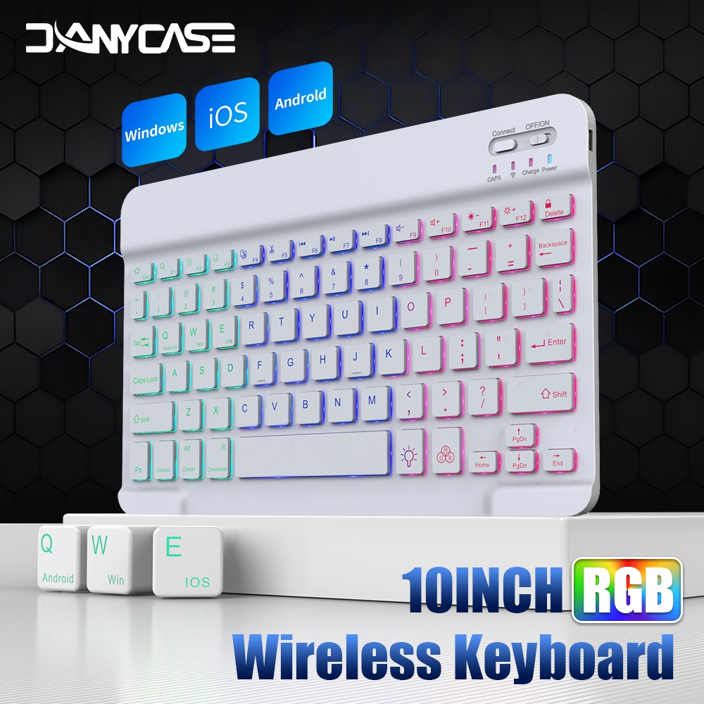 RGB Backlit Keyboard for Laptop Tablet iPad Android iOS Rechargeable ...