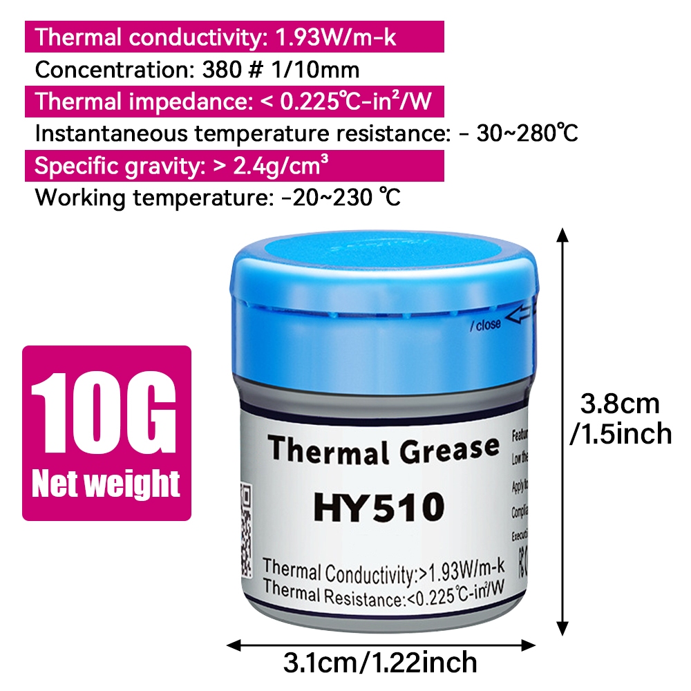1/5Pcs HY510 10g White Thermal Grease Compound Paste Conductive Grease ...