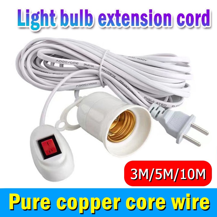 10M/5M/3M bulb socket with outlet Lamp Bulb Holder With Switch LED ...