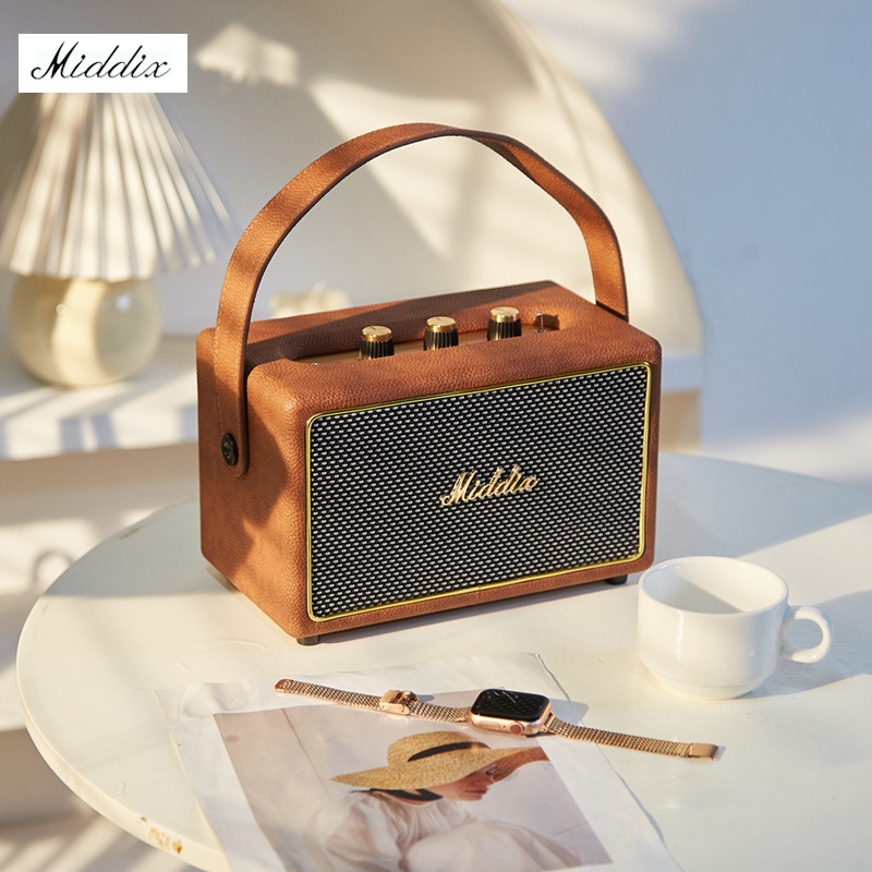 Middix Outdoor Wireless Speaker Vintage Wooden Player Built-in Battery ...