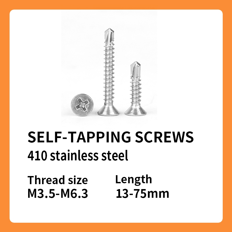 410 stainless steel cross flat head self tapping dovetail thread countersunk head drilling tail ...