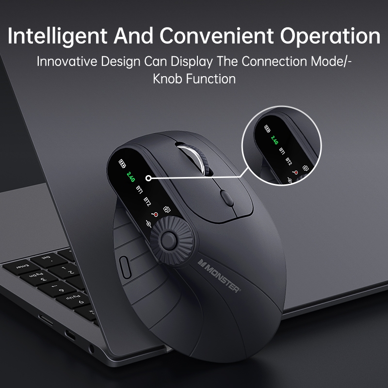 Monster M2Pro/M2MAX Wireless Mouse Ergonomic Vertical Mice LED 8 Buttons 800-2400 DPI Adjustment ...