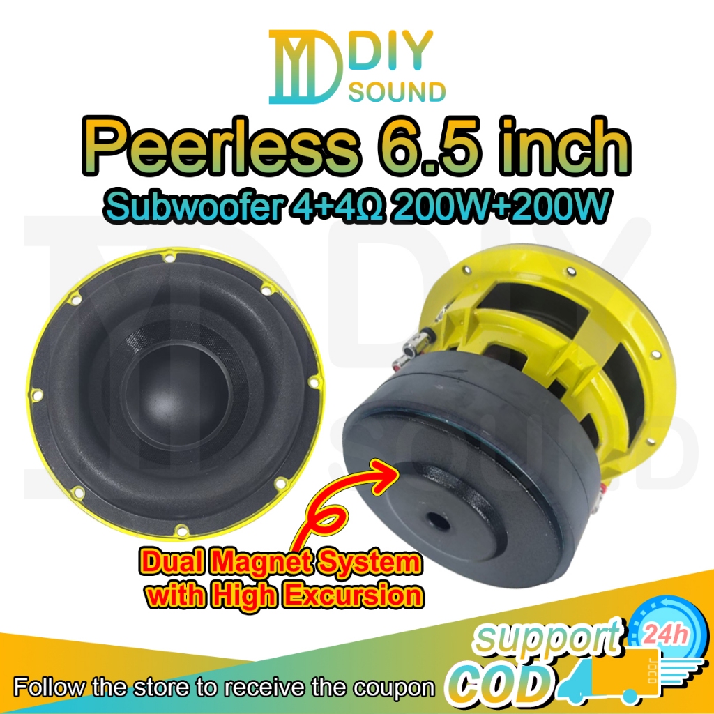 DIYSOUND Peerless 6.5 inch 4+4Ω 200+200W Subwoofer Speaker BASS Car ...
