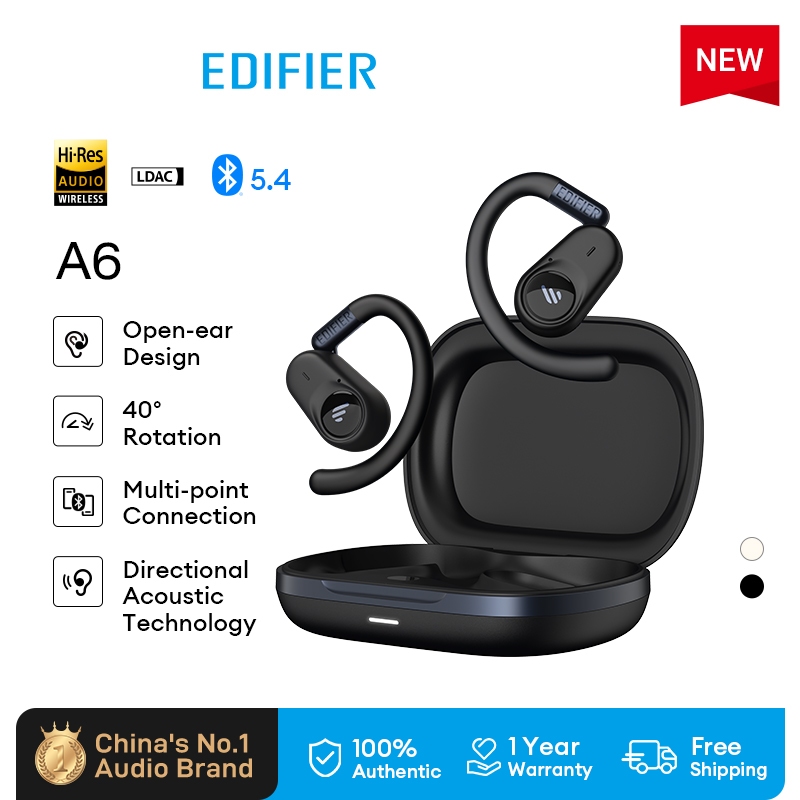 Edifier A6 Open Ear Headphones Waterproof Bluetooth 5.4 Earphone True Wireless Earbuds Hi-Res ...