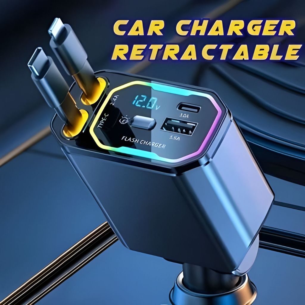 Retractable Fast Car Charger 4-In-1 Car Phone Charger Super Fast ...