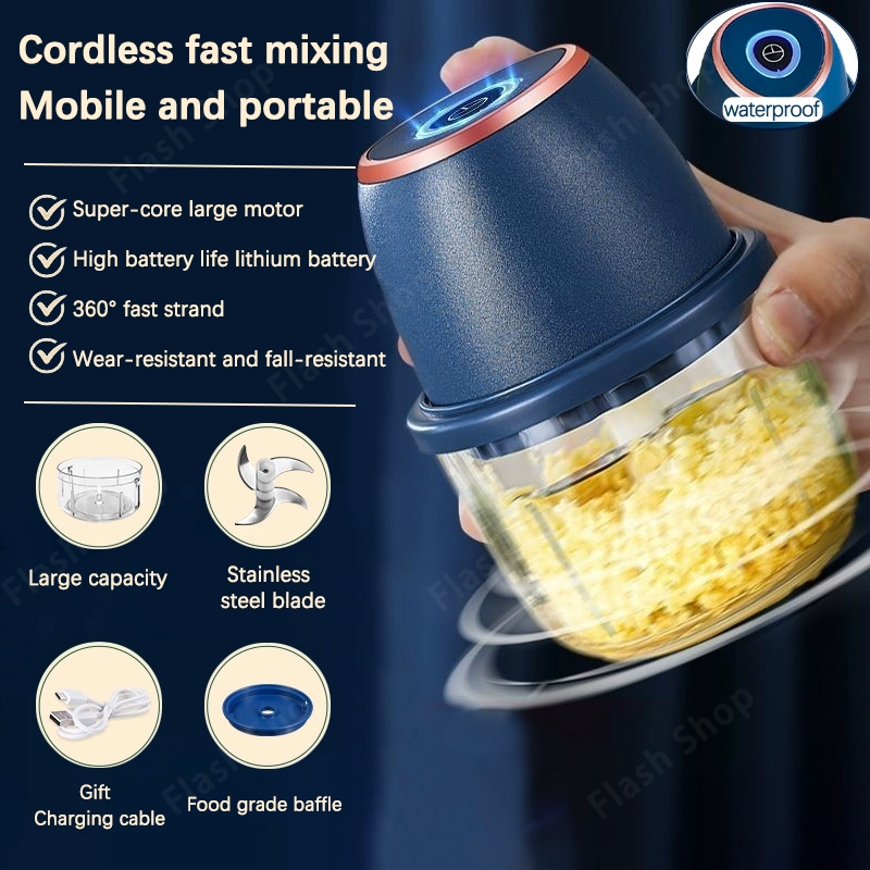 Portable Hand Movement Garlic Chopper Mini Food Chopper Blender USB ...