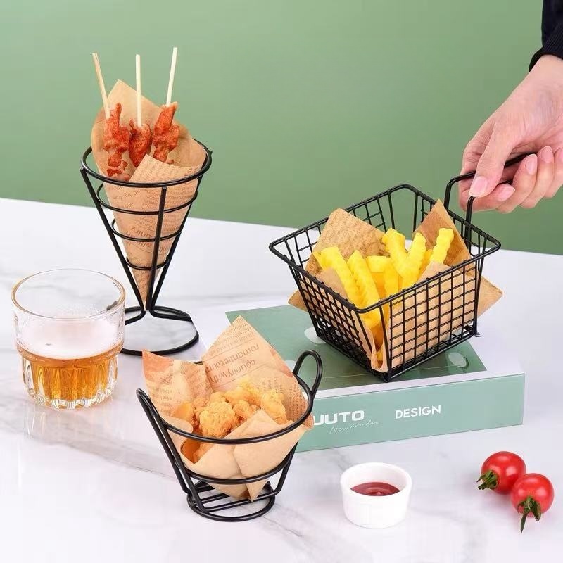 French Fries Holder Frying Net Mesh Fries Basket Kitchen Snack BBQ ...