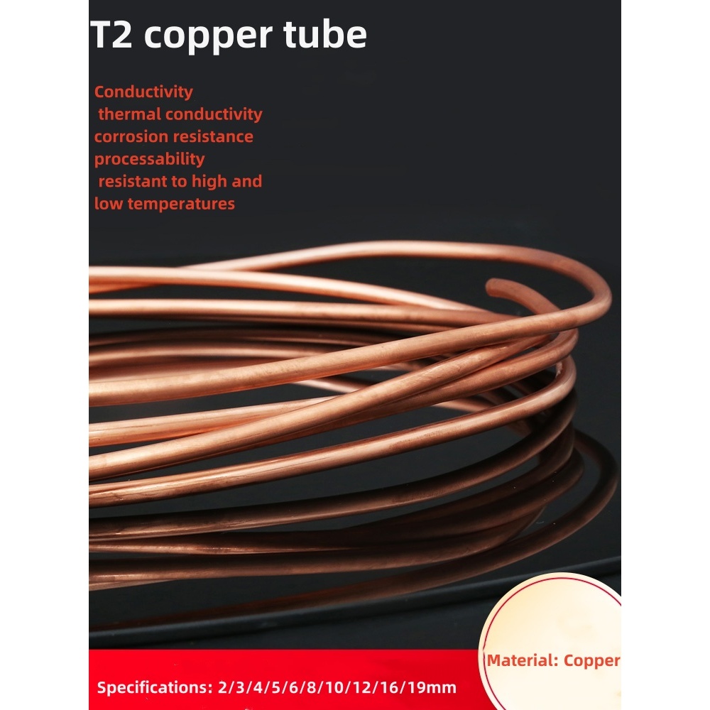 T2 Copper Tube 2/3/4/5/6/8/10/12/16/22mm Capillary Copper Tube Soft Copper Coil Tube Air ...