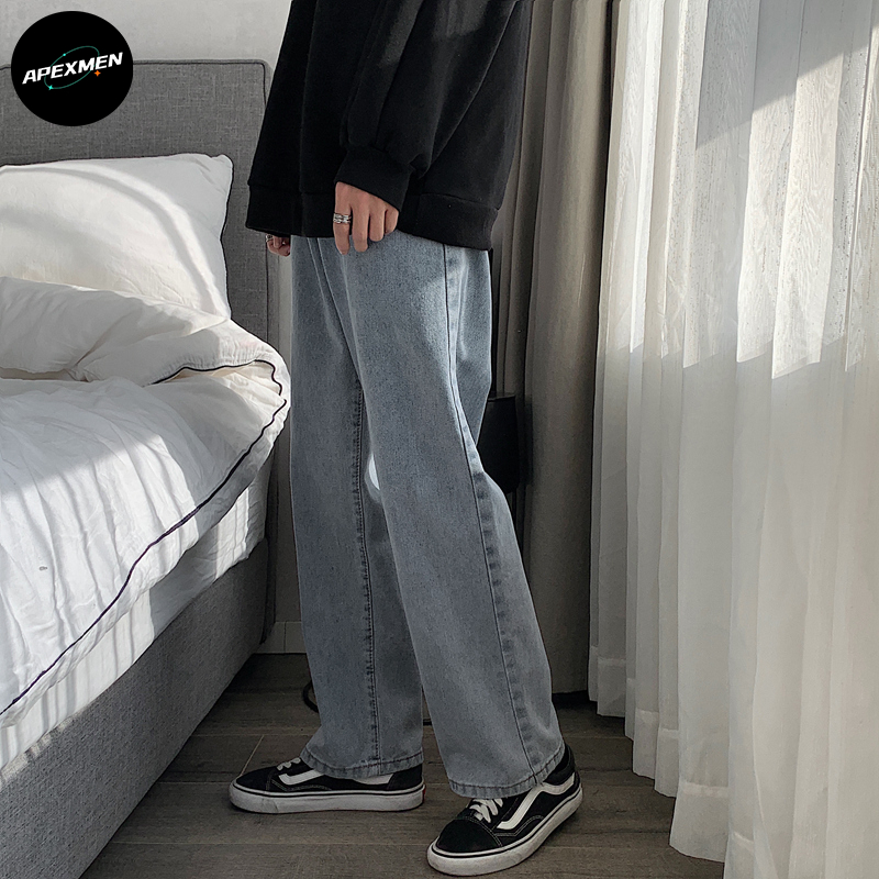 Apexmen Jeans for men Washed pants Light blue baggy jeans Sweatpants ...