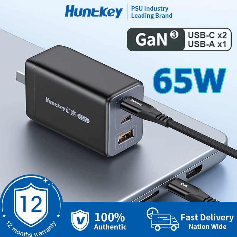 HUNTKEY GaN 65W USB C Charger Quick Charge USB-C Type C Fast USB ...