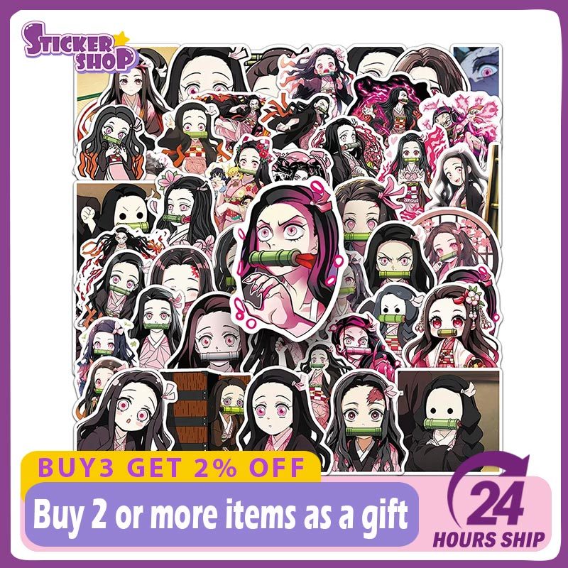 50pcs Kamado Nezuko Anime Demon Slayer Stickers DIY Diary Laptop Phone ...