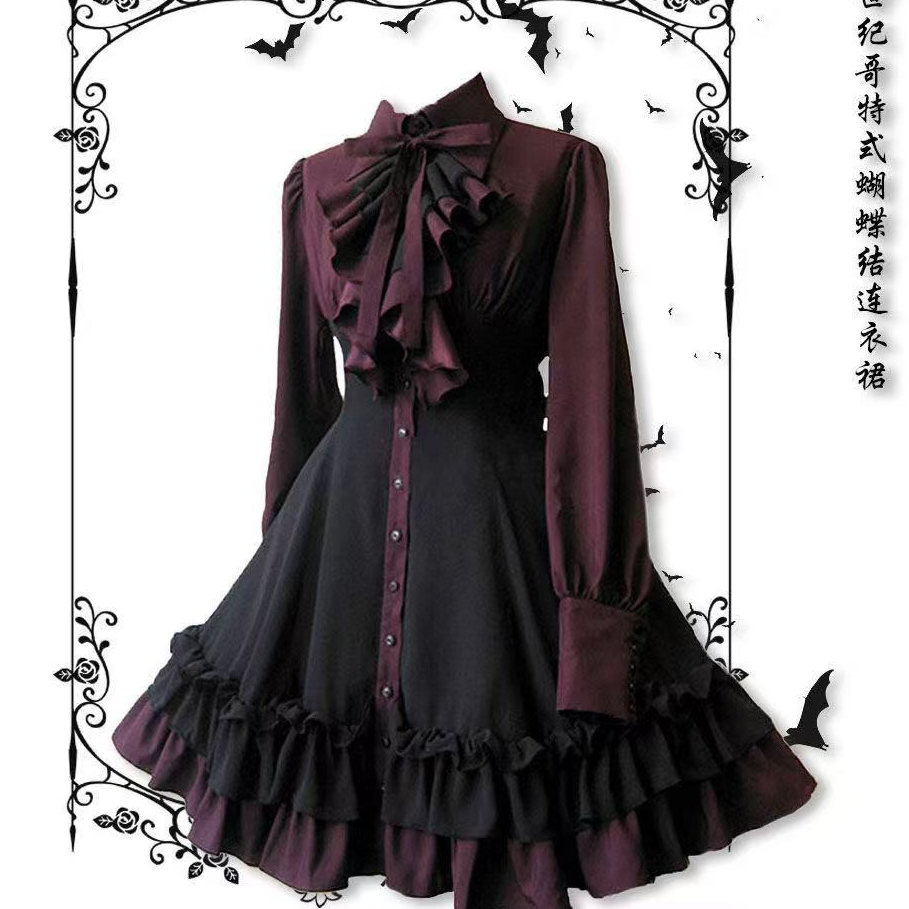 Medieval Renaissance Steampunk Gothic Lolita Dress Bow Court Short ...