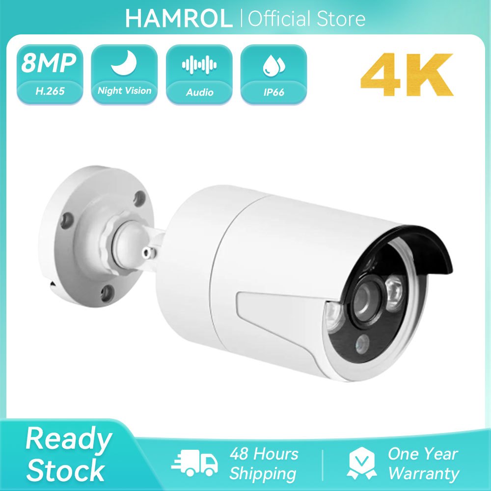 Hamrol 4K 8MP POE IP Network Monitoring Camera Mobile Phone Remote 5MP ...