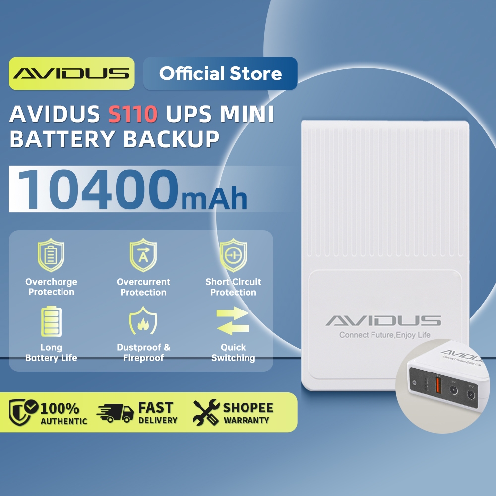 AVIDUS S110 10400mAh 2A Mini UPS Backup Power Supply 5V 9V 12V Voltage ...
