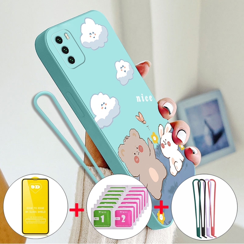 [4 in 1]With Tempered Glass Case for xiaomi poco m3 phone casing ...