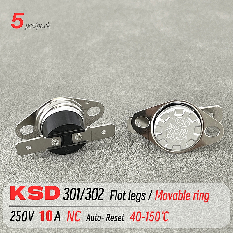 5pcs KSD301 Switch Normal Close 10A 250V 40-150 Degree Bakelite KSD-301 Temperature Switches ...