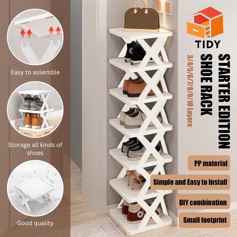 TIDY Multi-tier X-shaped Shoe Rack Folding Shoe Rack Save Space ...