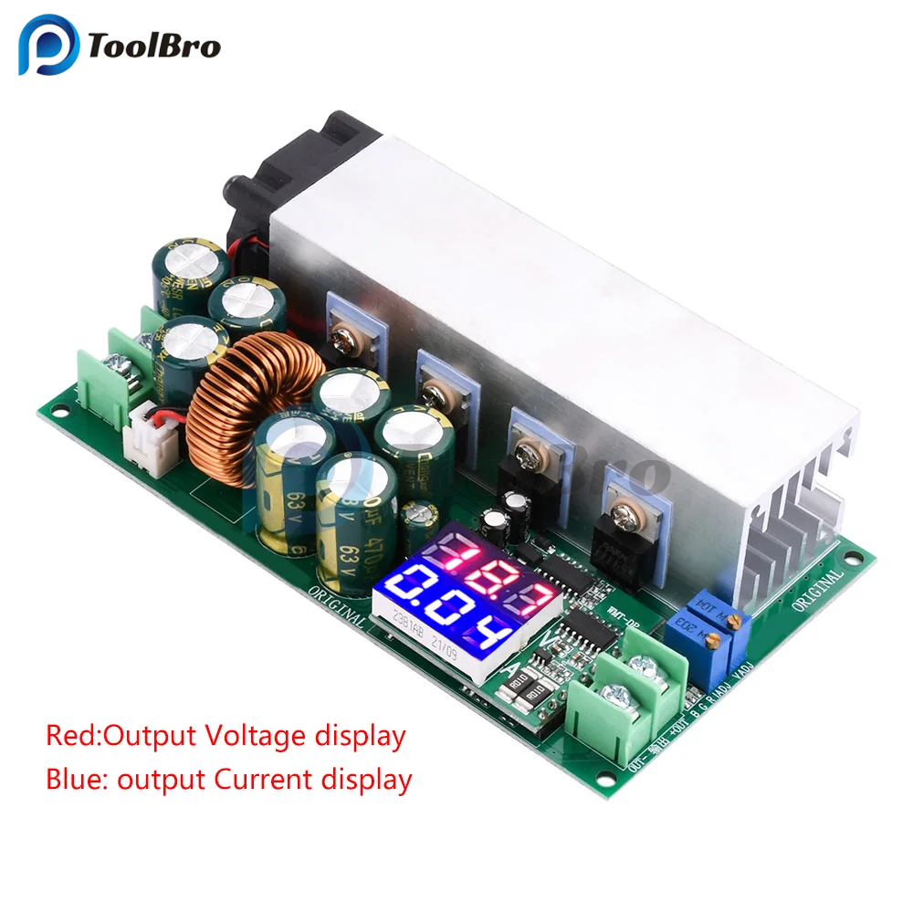DC-DC High Power 600W Adjustable Step-down Power Supply Module With Fan 12V-80V To 2.5V-50V Buck ...
