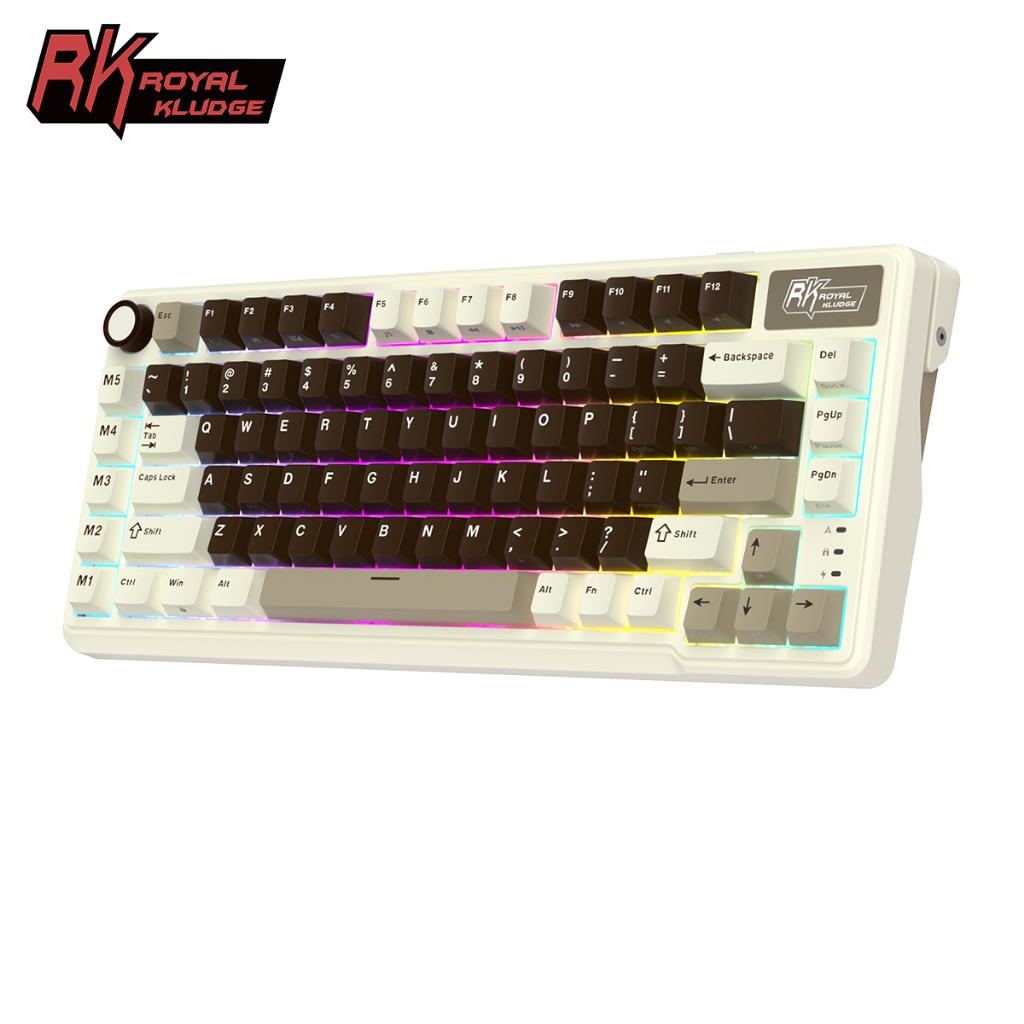 Royal Kludge RK L75 Mocha Grey 85 Key Diy Tri-Mode RGB Wired Bluetooth ...