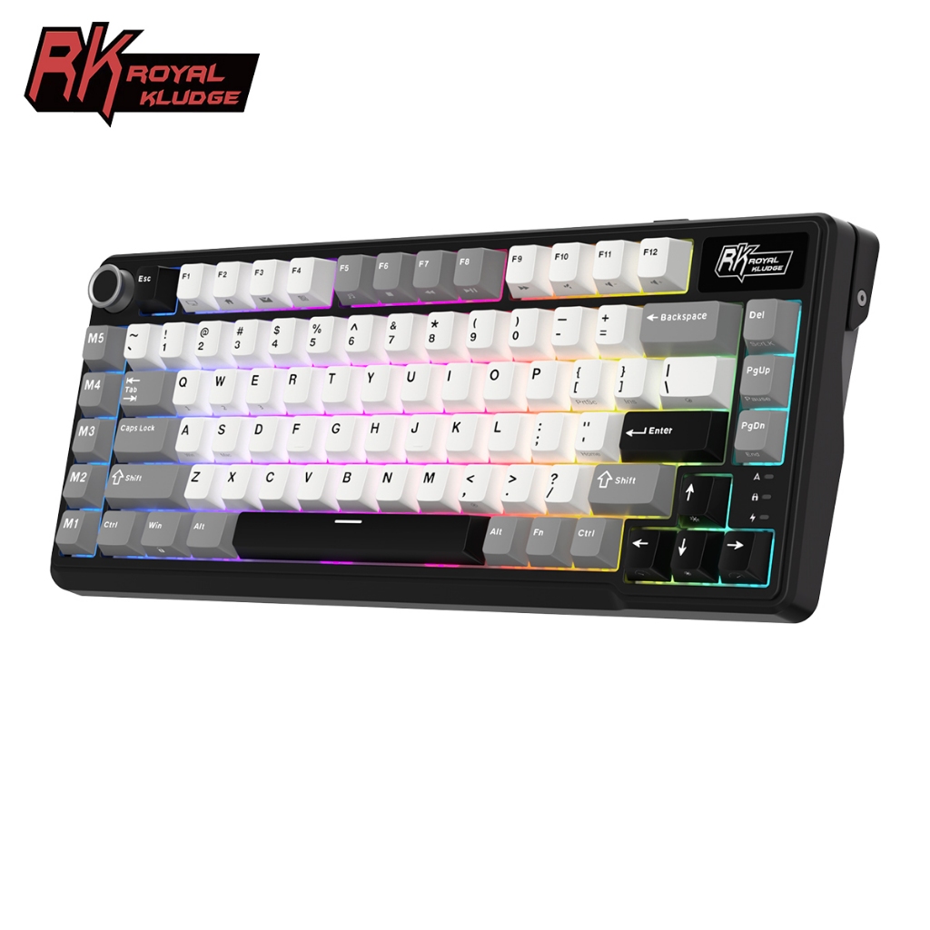 Royal Kludge RK L75 Knight Black 85 Key Diy 3 Modes RGB Wired Bluetooth ...