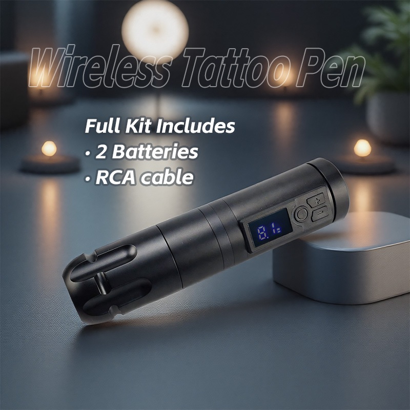 Pen Type Wireless Tattoo Machine Full Kit (include RCA cord and 2 ...