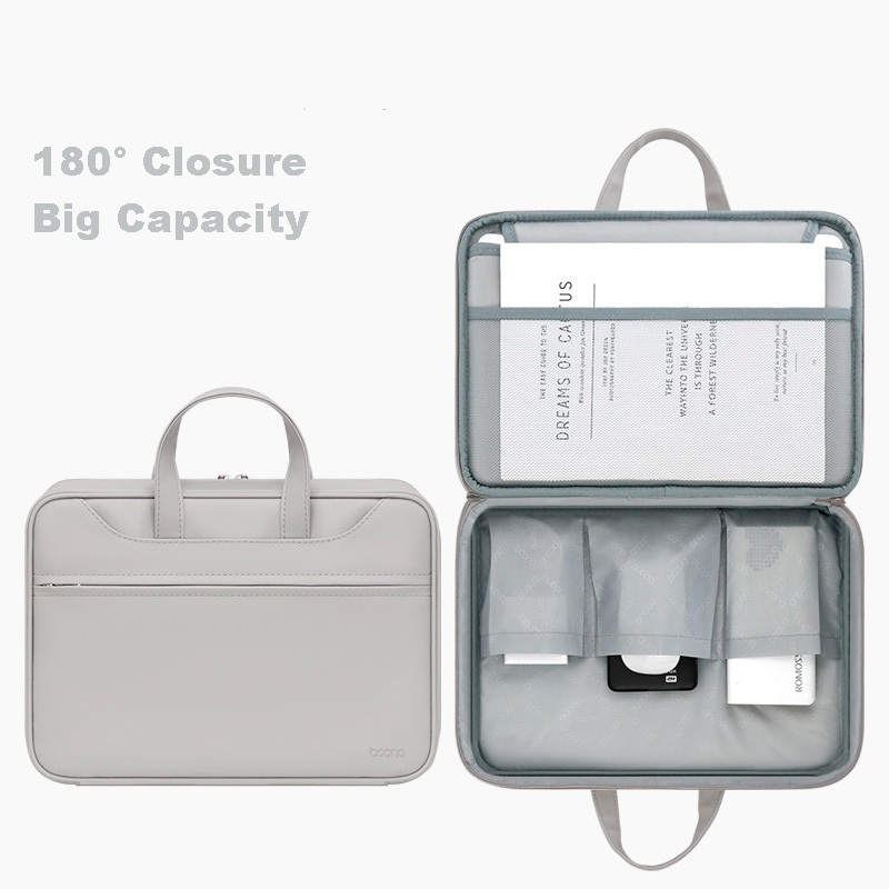 PU Leather Laptop Bag Big Capacity Full Opening and Closing Travel ...