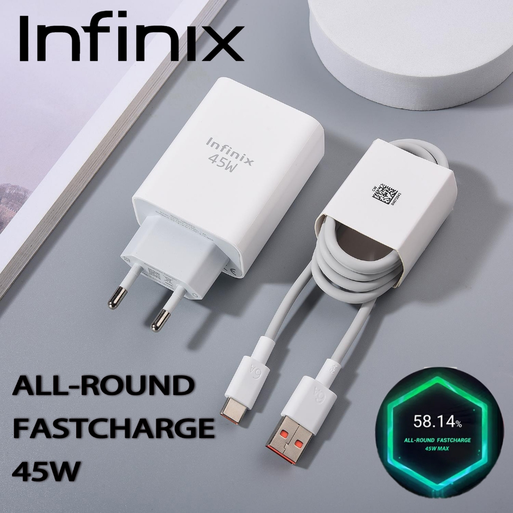 (Free) Infinix 45W Charger Super Fast Charging Power Adapter 6A USB C ...