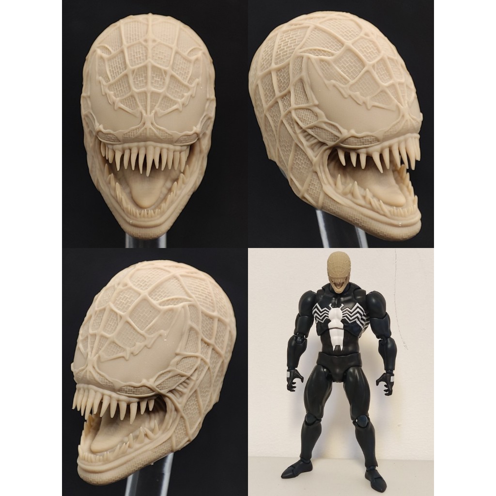 Unpainted 1/12 Scale Venom Spider-Man Head Carved Model Fit For 6 ...