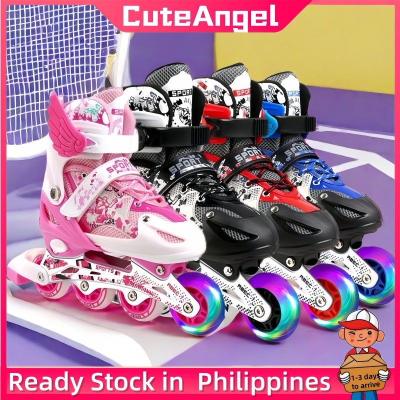 CA 12 PCS/6 PCS Roller Skate Shoes For Kids Beginner Adjustable Size ...